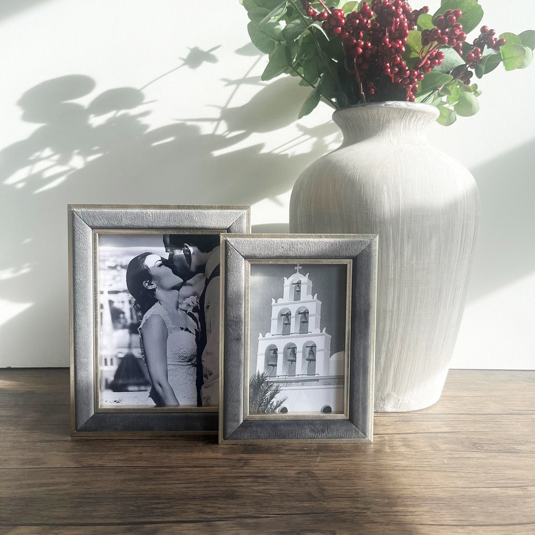 Silver Edge Grey Velvet Photo Frame 6x4 and 7x5 Small Picture Frame ...