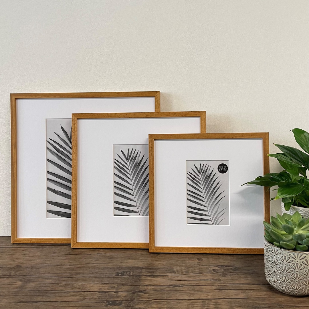 Real Wood Oak Effect Photo Frame With Oversized Mount 18x18 14x14 10x10 ...