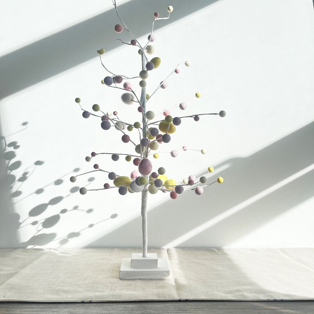 Tall White Easter Tree With Decorative Eggs Twig Style Easter Decor ...