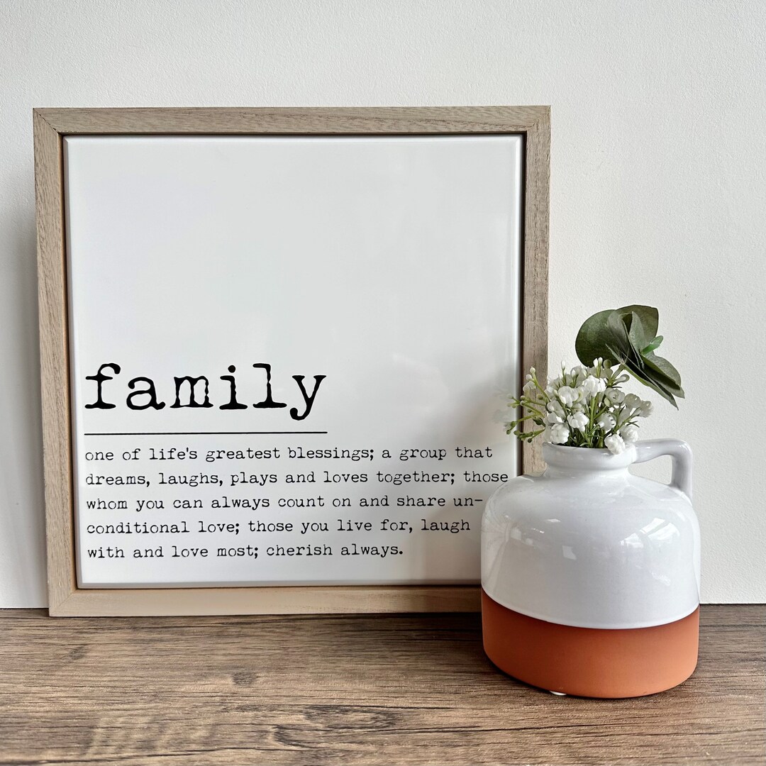 Framed Tile Quote for Family White Typography Family Quote on Ceramic ...