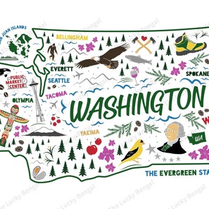 WASHINGTON Clipart Vectors, Icons, Doodles & Illustrations Bundle (46 ...