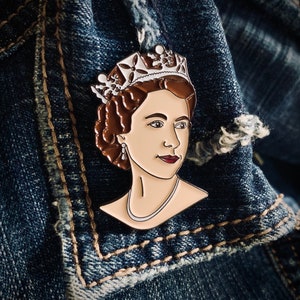 QUEEN Elizabeth II Soft Enamel Lapel Pin With Glitter Crown - Etsy