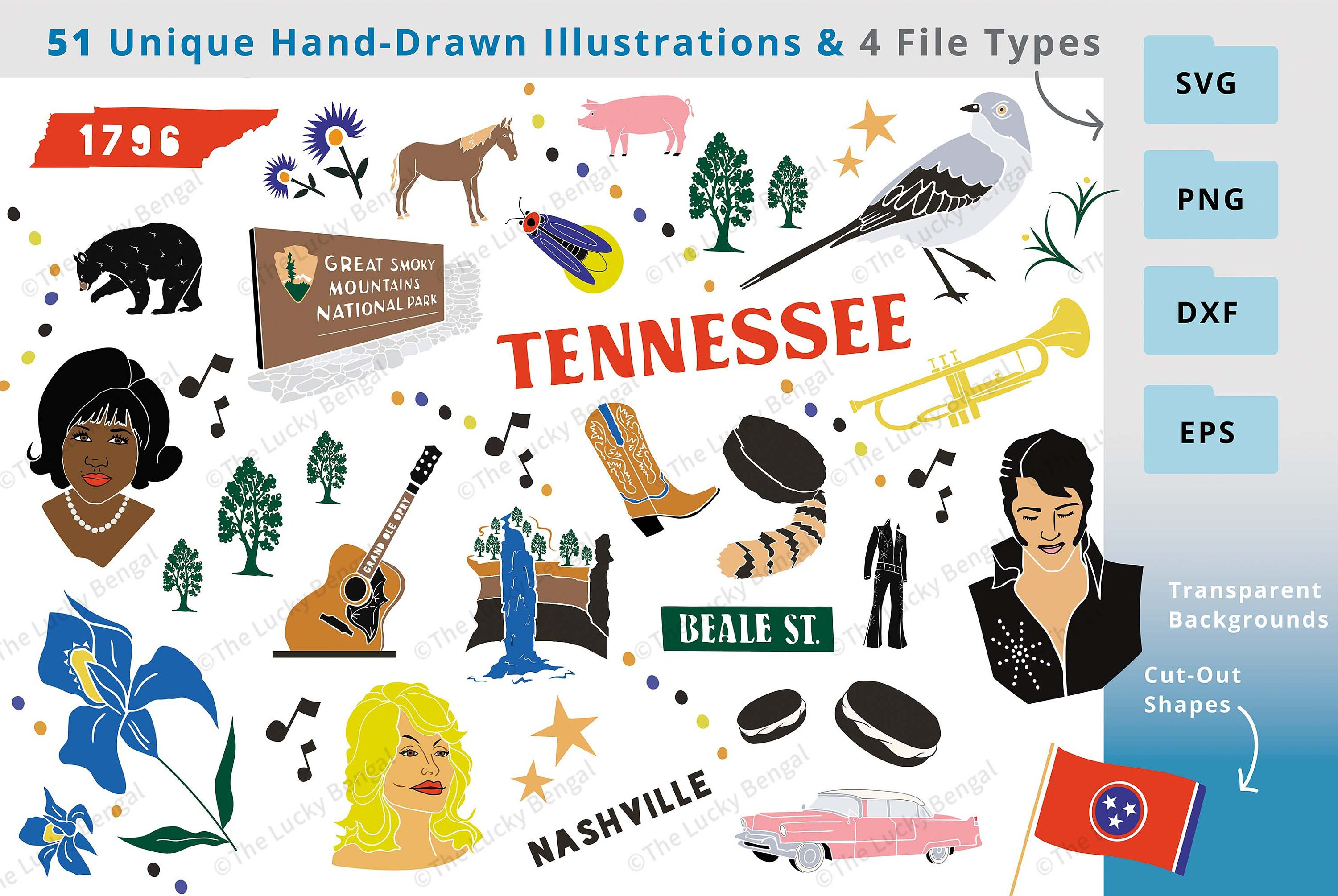 Tennessee Clipart Vectors, Icons, Doodles & Illustrations Bundle (51 ...