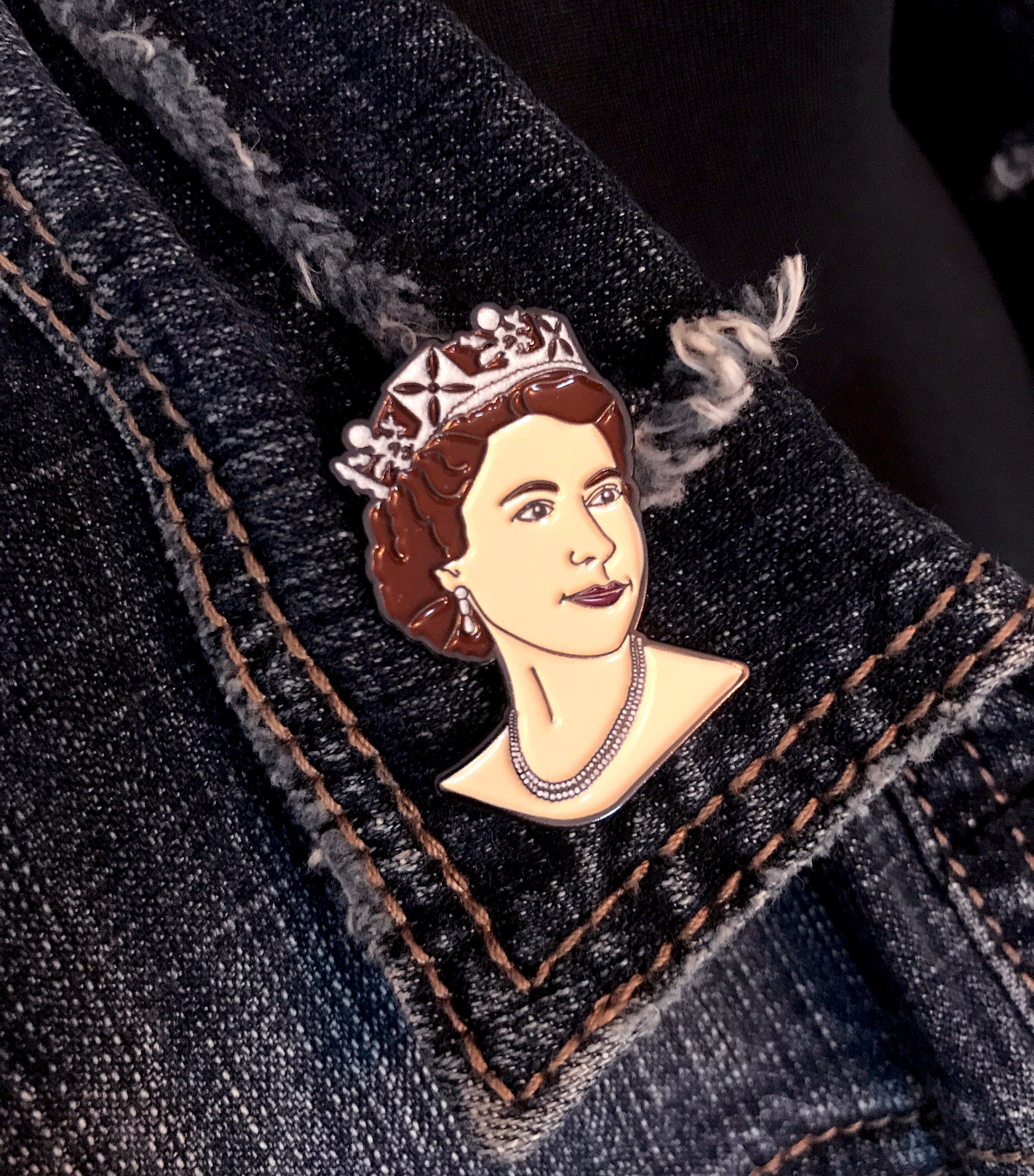 QUEEN Elizabeth II Soft Enamel Lapel Pin with Glitter Crown | Etsy