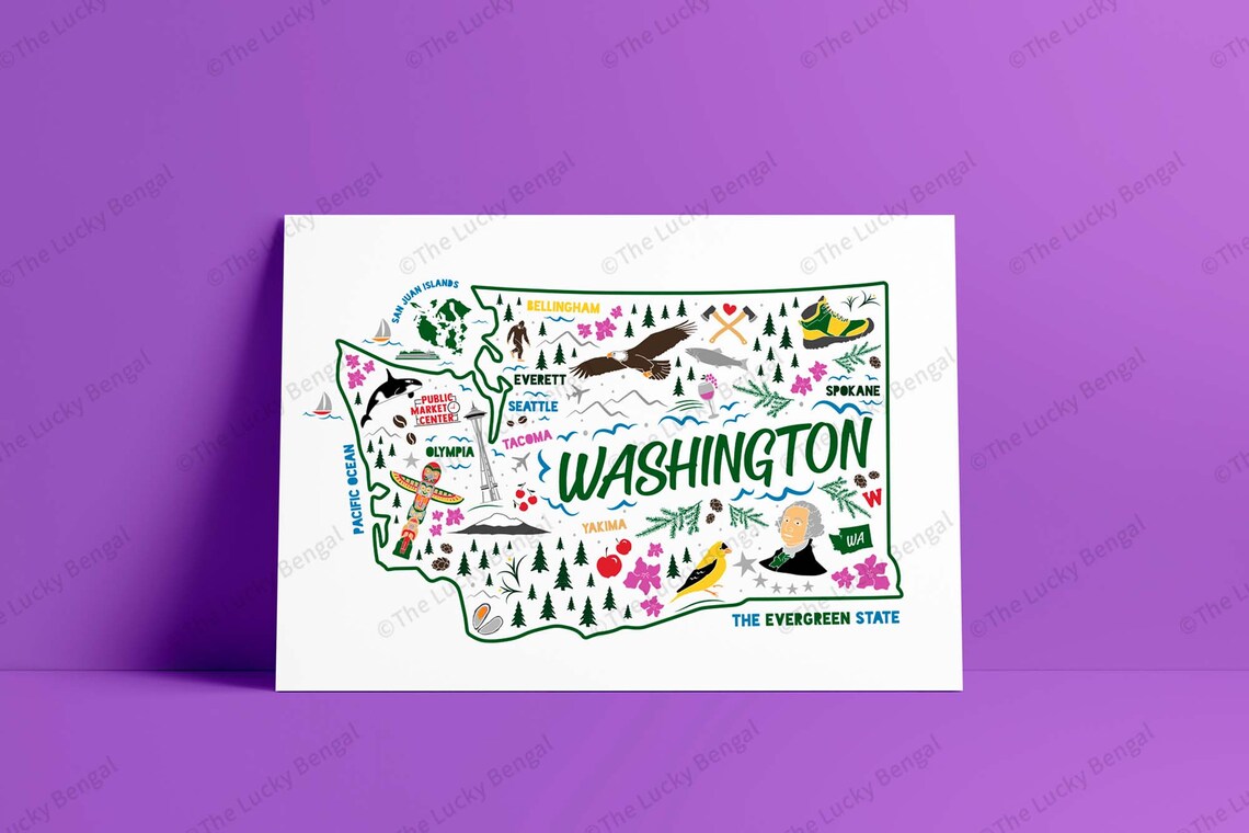 WASHINGTON Clipart Vectors Icons Doodles & Illustrations - Etsy
