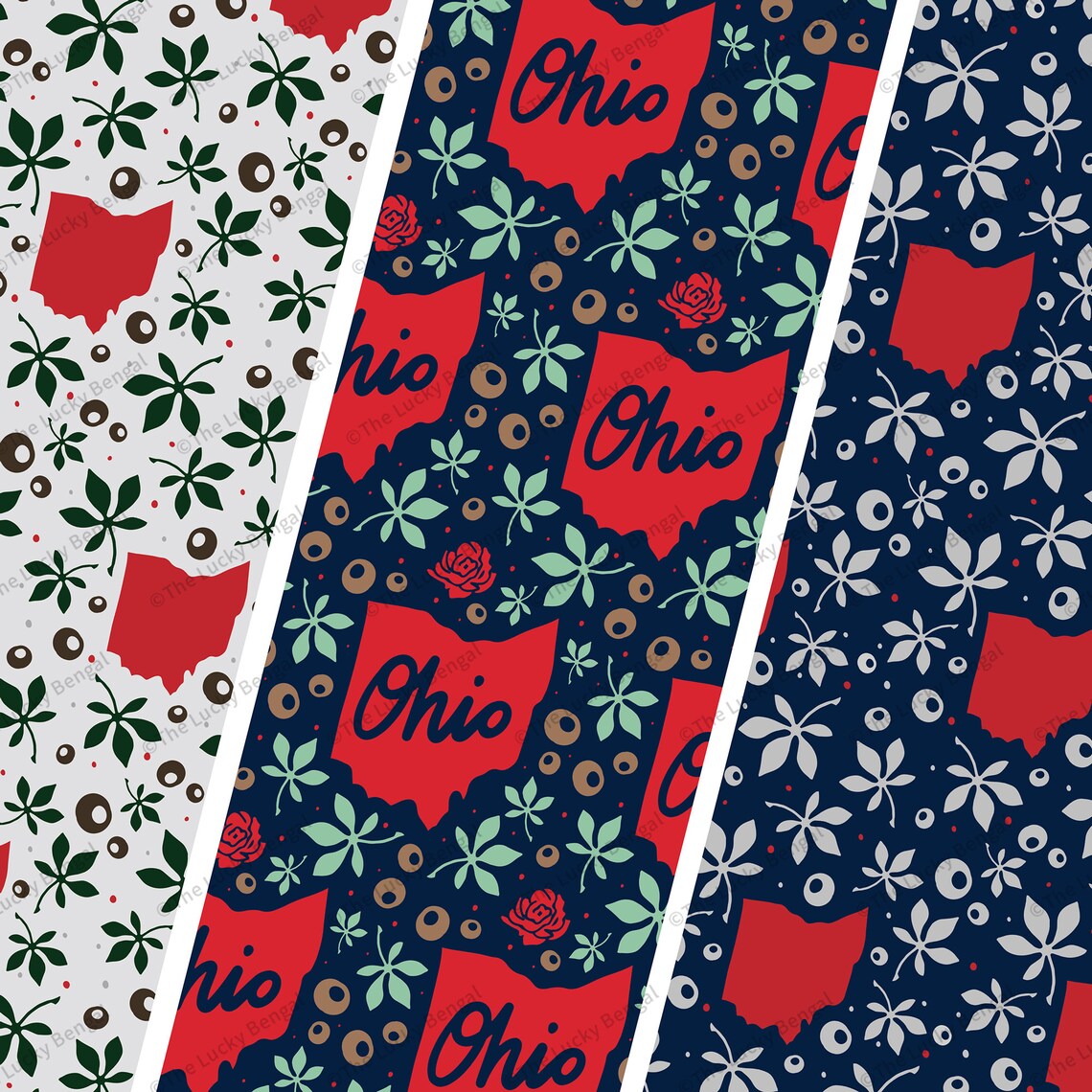 Ohio Digital Paper Icons Seamless Patterns Collage Craft - Etsy