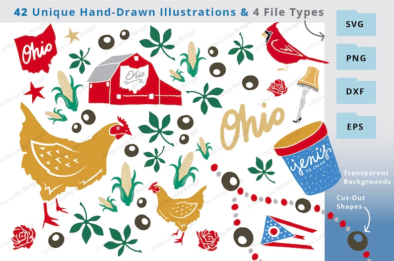 OHIO Clipart Vectors, Icons, Doodles & Illustrations Bundle (42 Hand ...