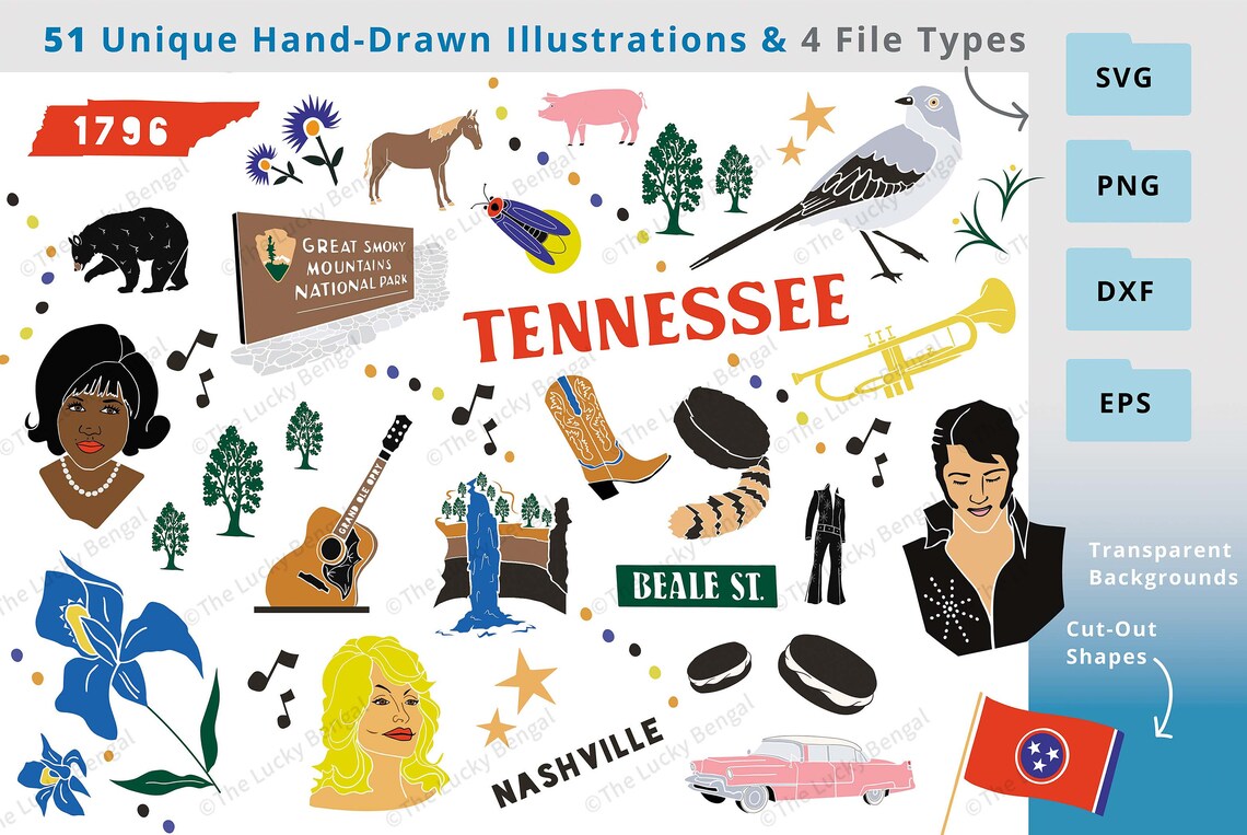 TENNESSEE Map Clipart Vectors, Icons, Doodles & Illustrations Bundle ...