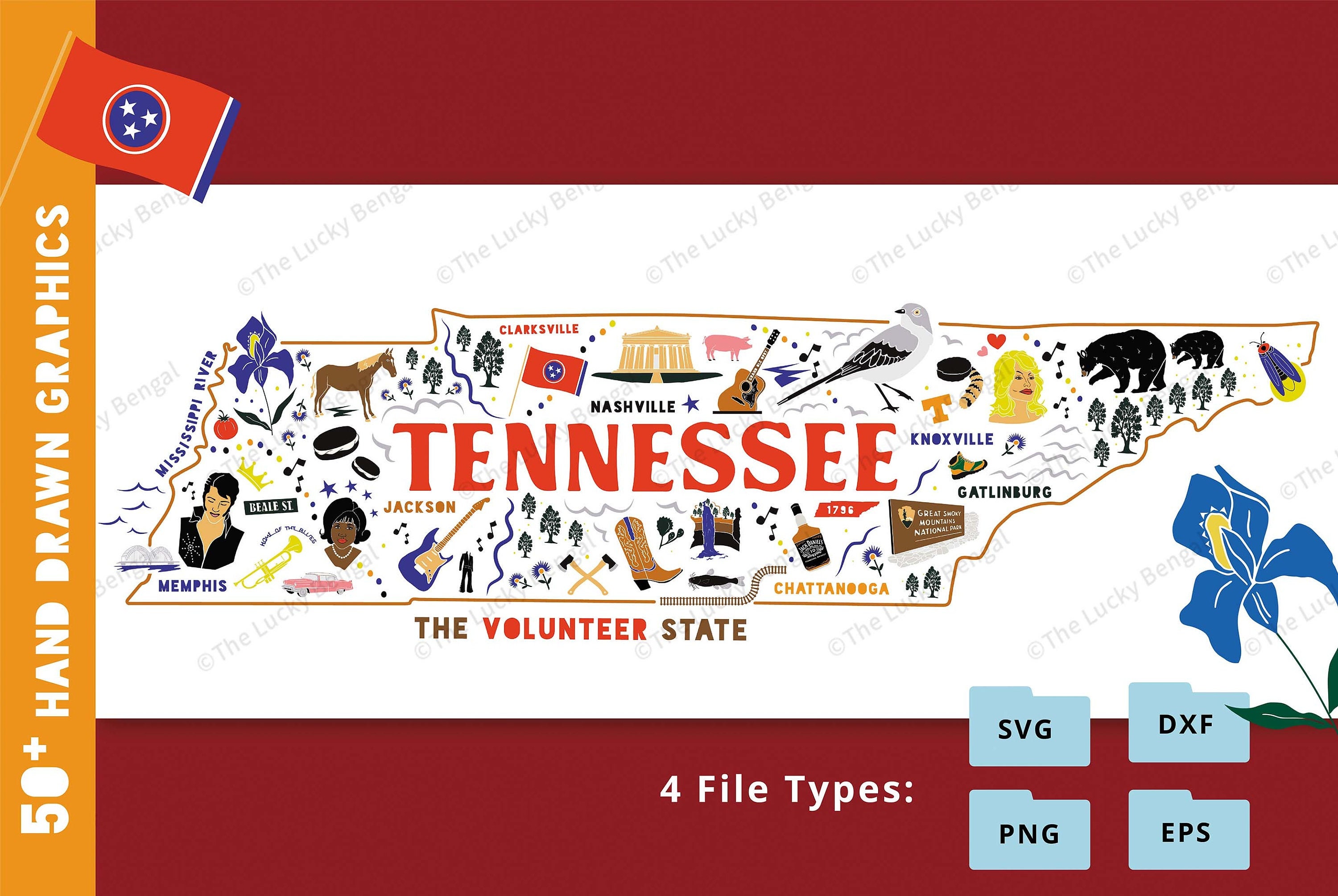 TENNESSEE Map Clipart Vectors, Icons, Doodles & Illustrations Bundle 51 ...