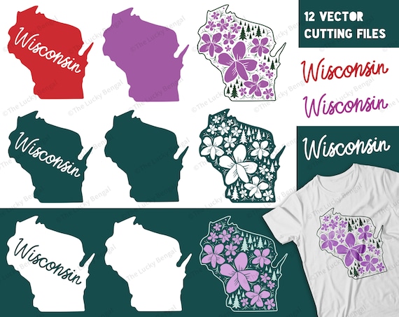 Wisconsin Silhouette SVG DXF EPS Vector Bundle Cutting Files | Etsy