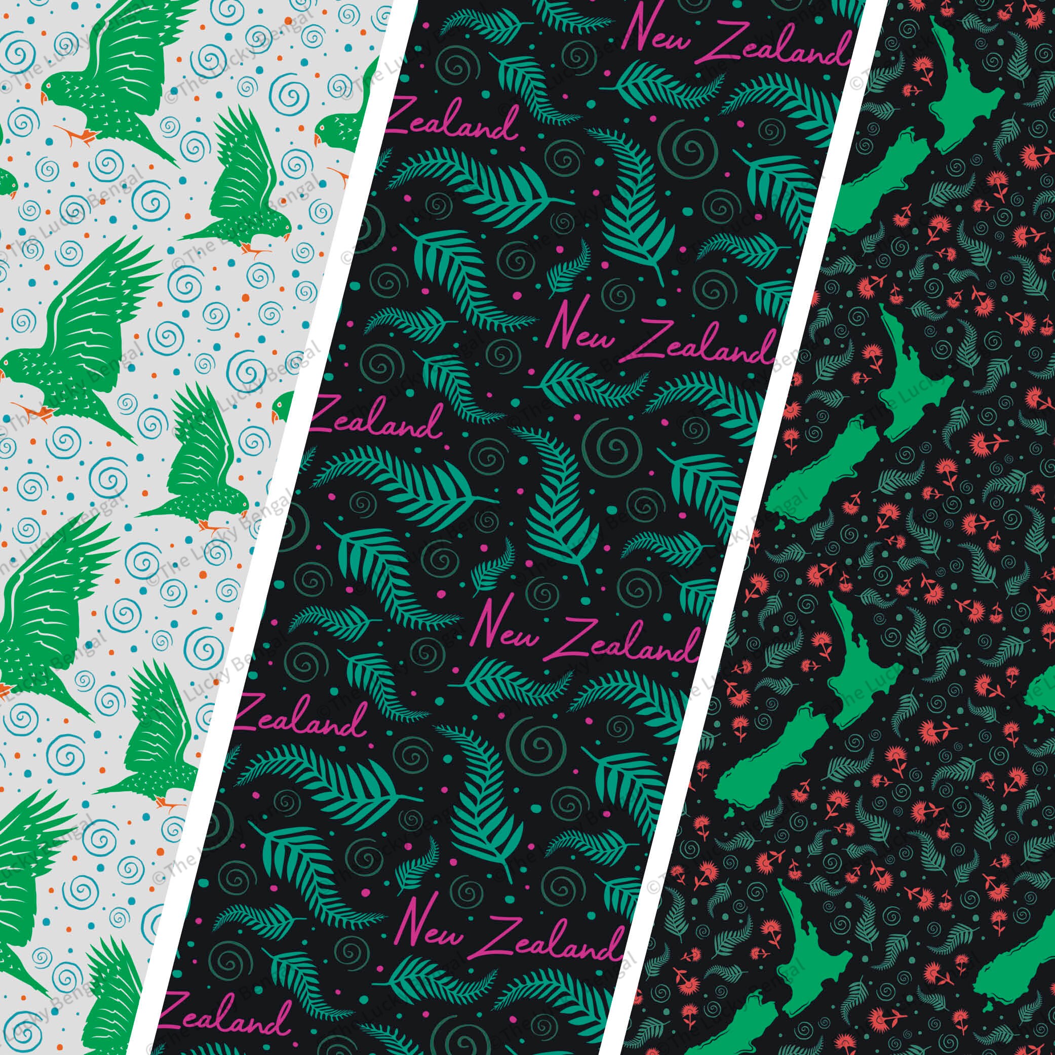 New Zealand Digital Paper Icons Seamless Patterns Collage | Etsy