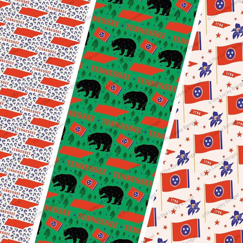 Tennessee Digital Paper Icons Seamless Patterns Collage Craft INSTANT ...