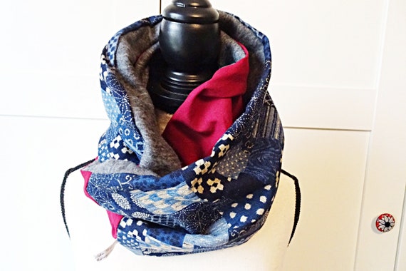 Snood Woman Japanese Man Blue and Red Japanese Neck Tower - Etsy UK