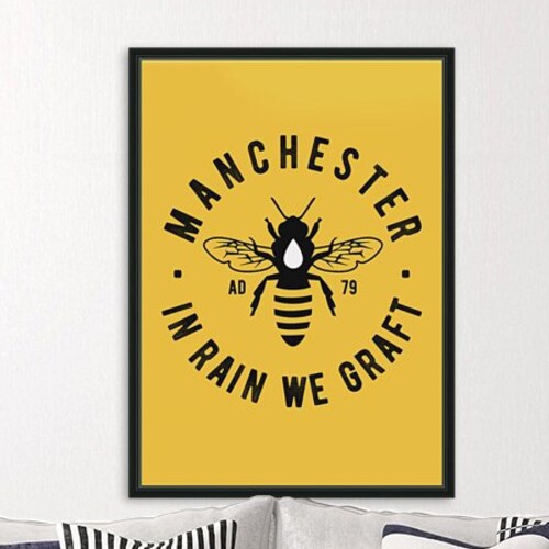 Manchester Bee Print Manchester Wall Art Worker Bee | Etsy