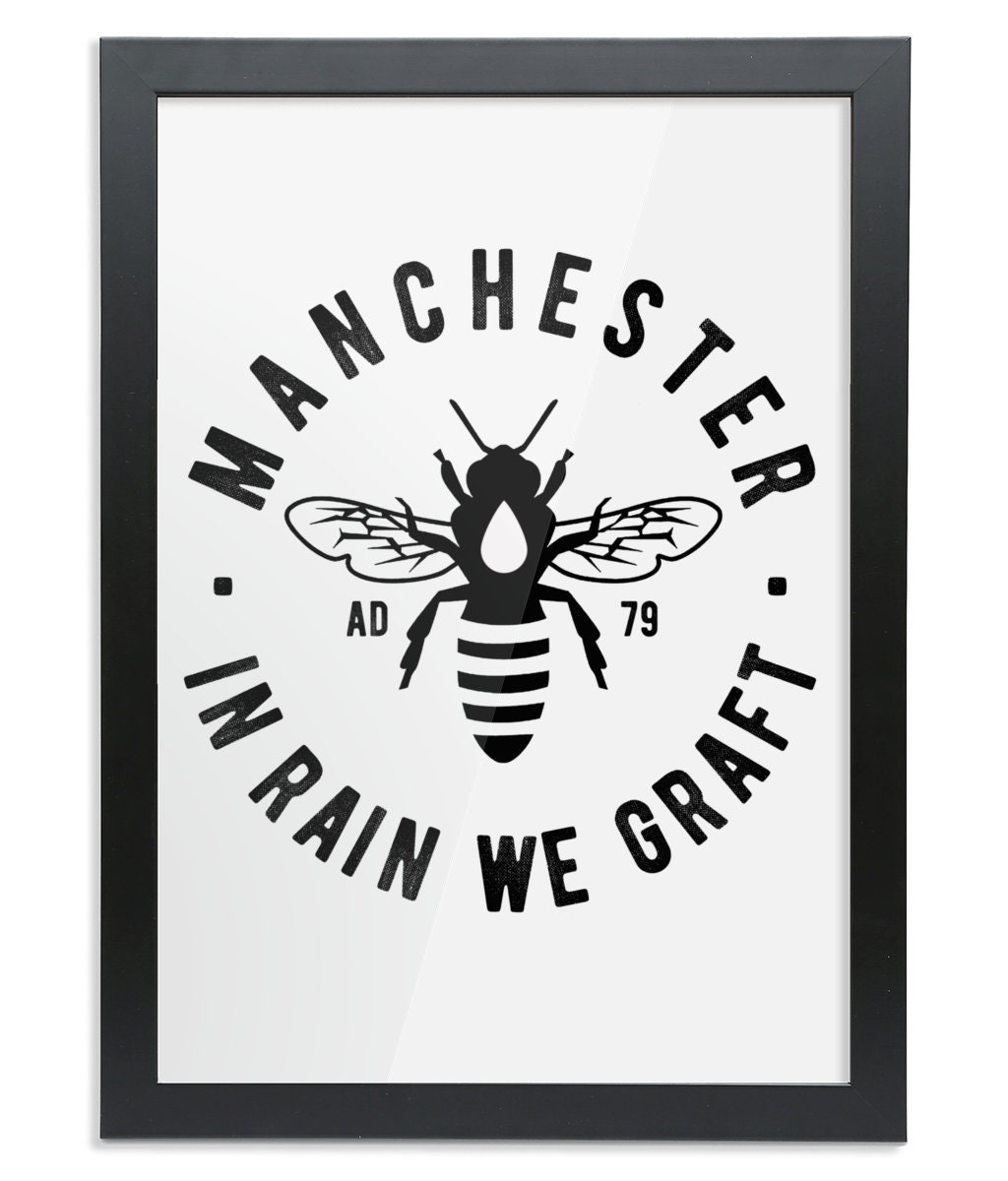 Manchester Bee Portrait Wall Art Print - Etsy