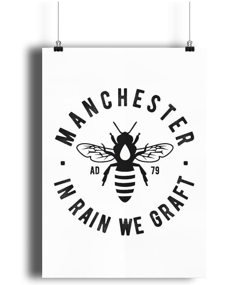 Manchester Bee Portrait Wall Art Print - Etsy