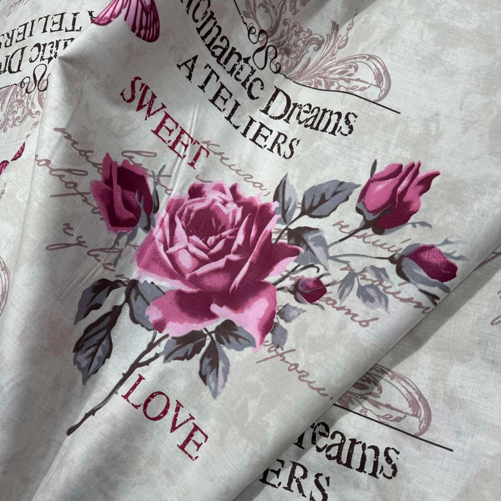 Ash Roses Fabric Pattern Printed Fabrics Romantic Dream Cotton Fabric ...