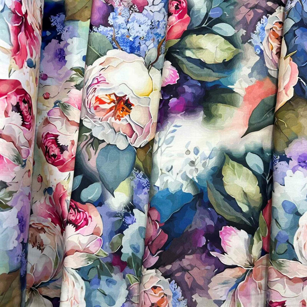 Colorful Fabric Pattern Cotton Satin Fabric by the Yard Beautiful ...