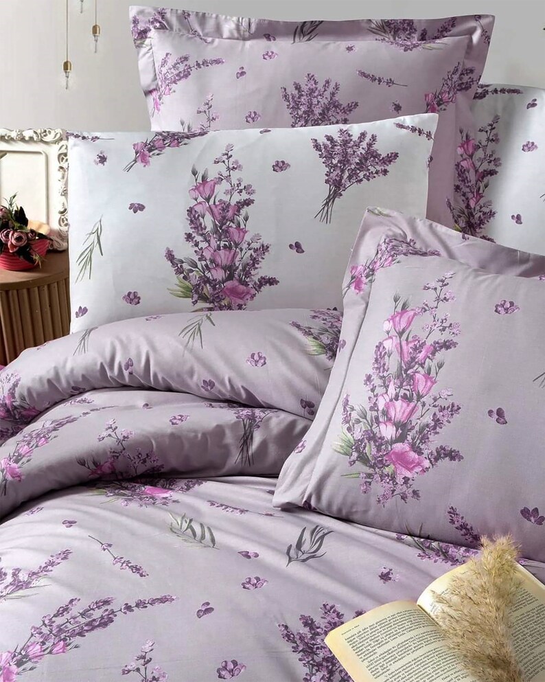 Lavender Flowers Beautiful Romantic Bedding Set Pure Cottone Country ...