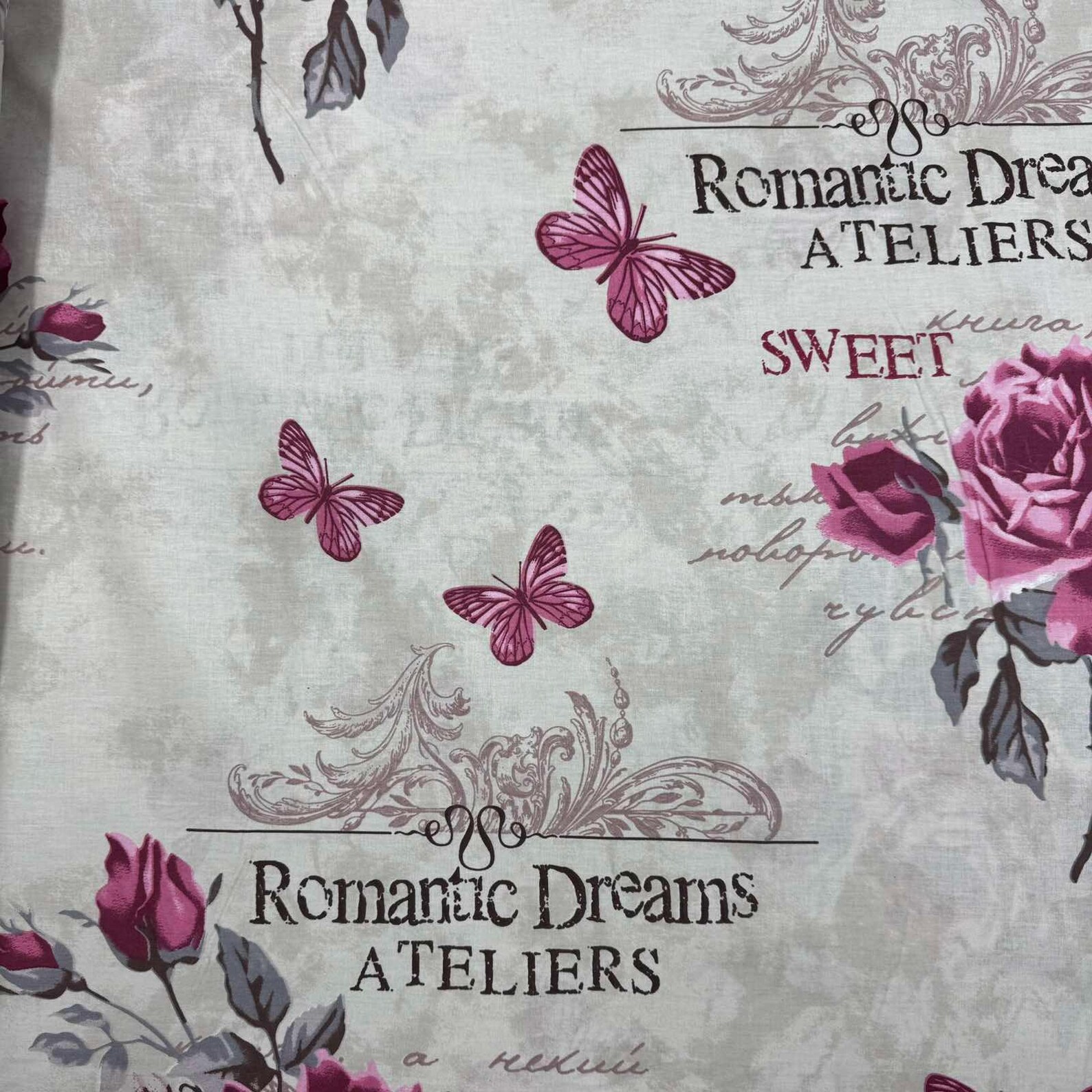 Ash Roses Fabric Pattern Printed Fabrics Romantic Dream Cotton Fabric ...