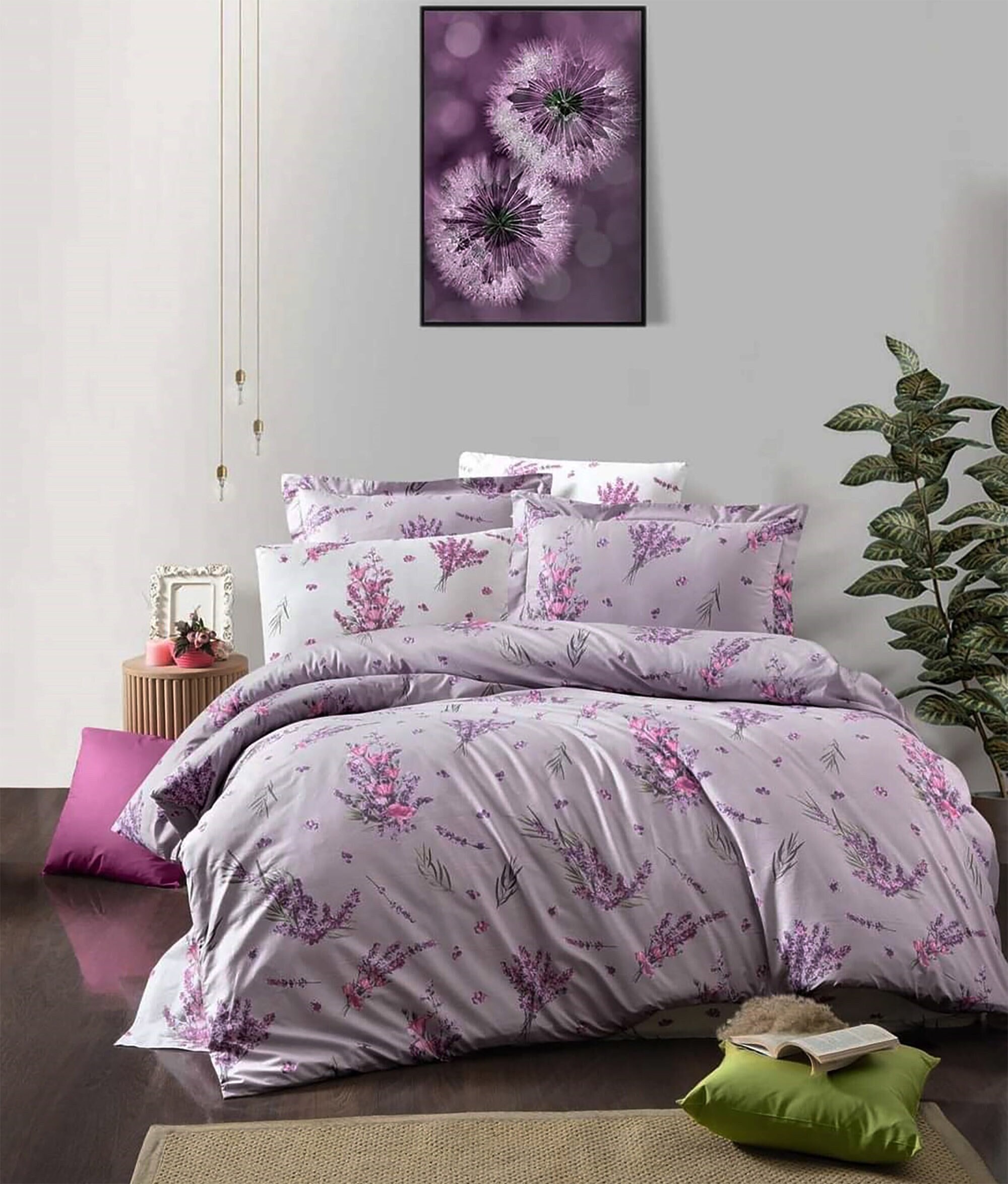 Lavender Flowers Beautiful Romantic Bedding Set Pure Cottone Country ...