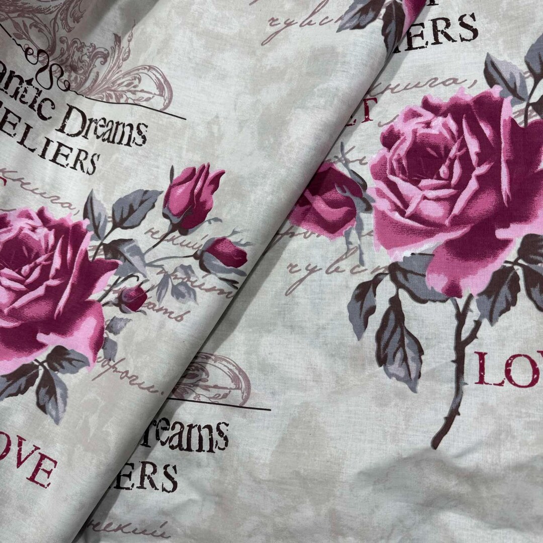 Ash Roses Fabric Pattern Printed Fabrics Romantic Dream Cotton Fabric ...