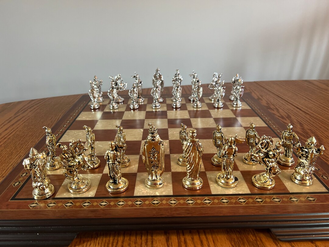 Large Heavy Crusader Themed Metal Chess Set, With or Without Board ...
