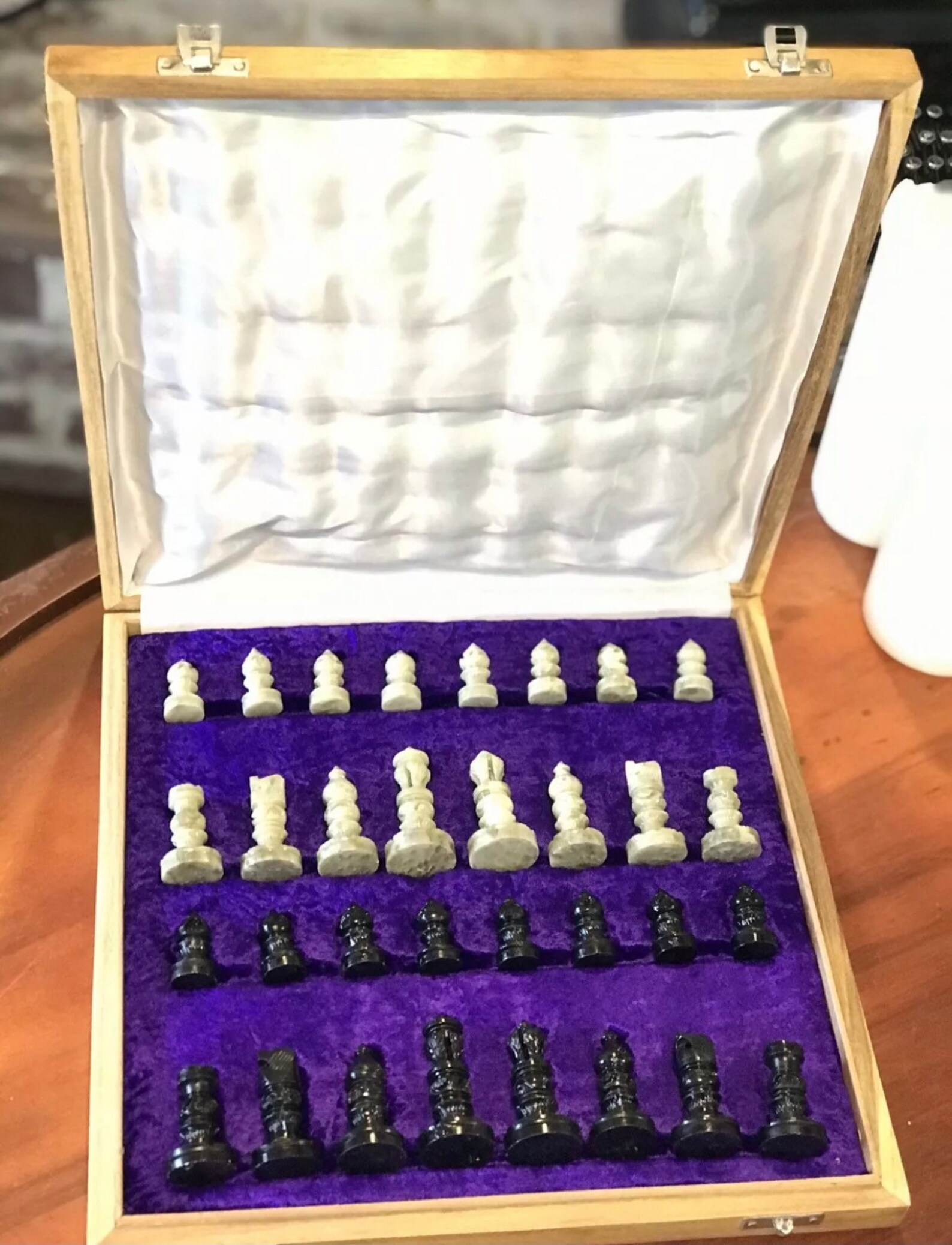 Marble Stone Unique Hand Carved Chess Set Portable Board | Etsy