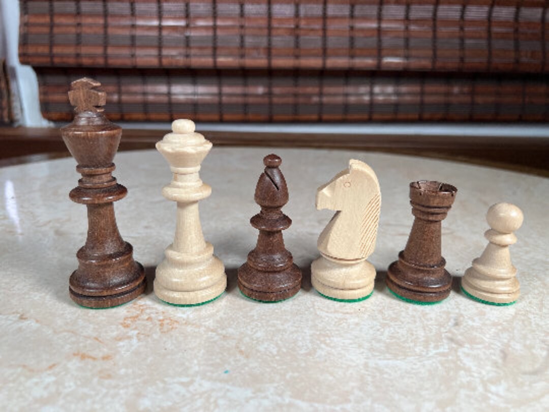Tournament Size Wooden Chess Pieces Chessmen Weighted, Quality 3.75 ...