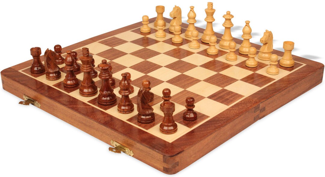 MAGNETIC! 10 and 12 Inch Wooden Chess Set Board Hand Carved Crafted ...