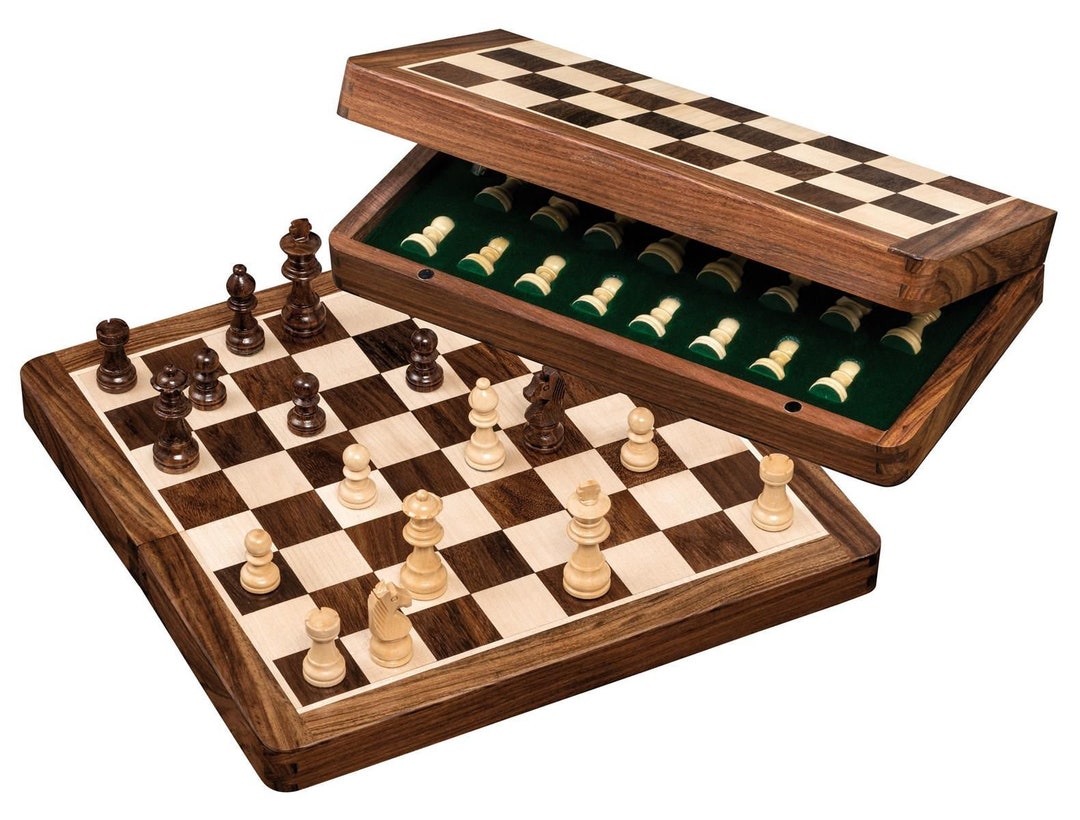 MAGNETIC 10 and 12 Inch Wooden Chess Set Board Hand Carved Crafted ...