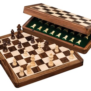 MAGNETIC 10 and 12 Inch Wooden Chess Set Board Hand Carved Crafted ...