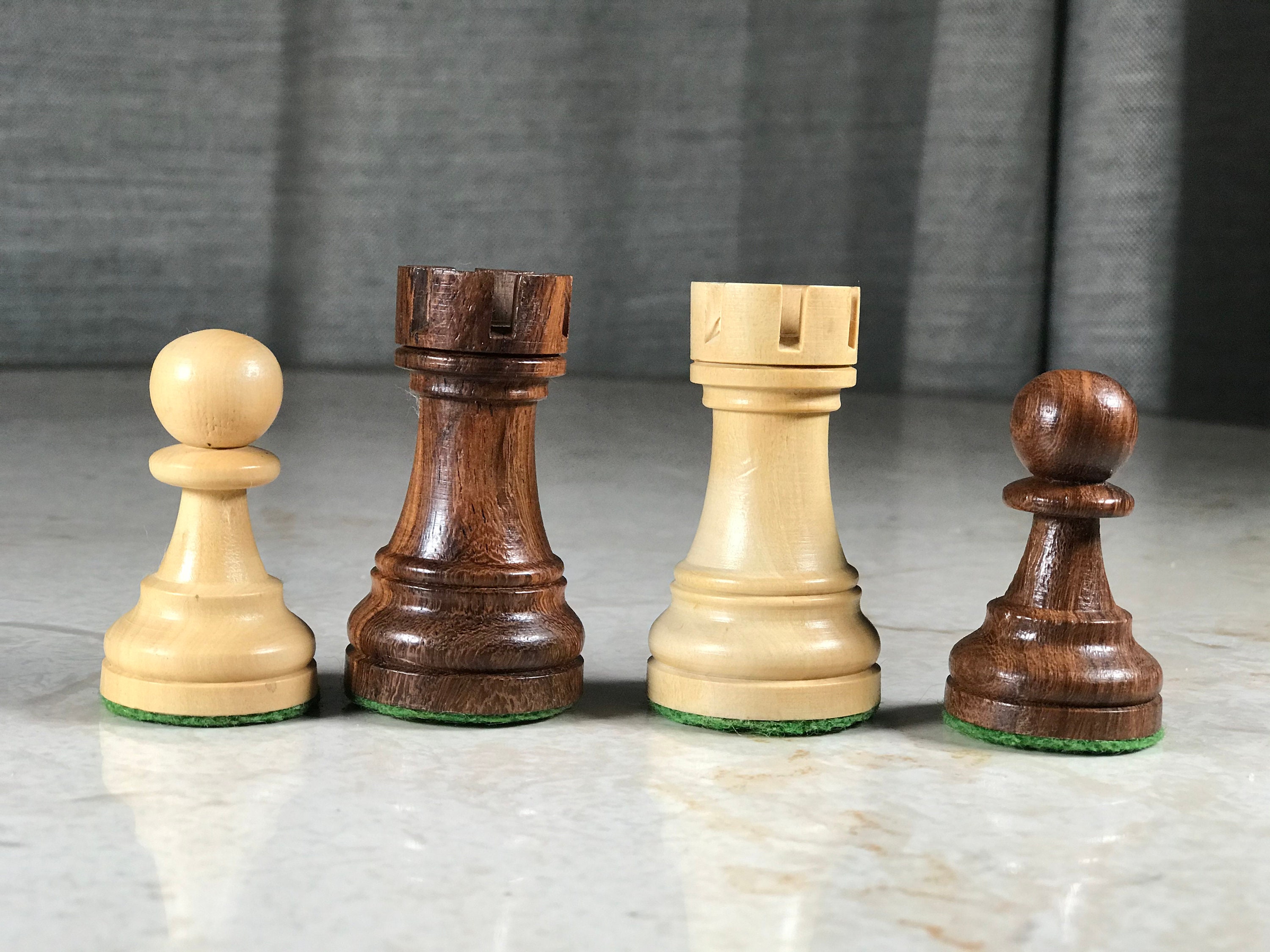 Large 4 Inch King Weighted Handmade Wooden Staunton Chess Pieces ...