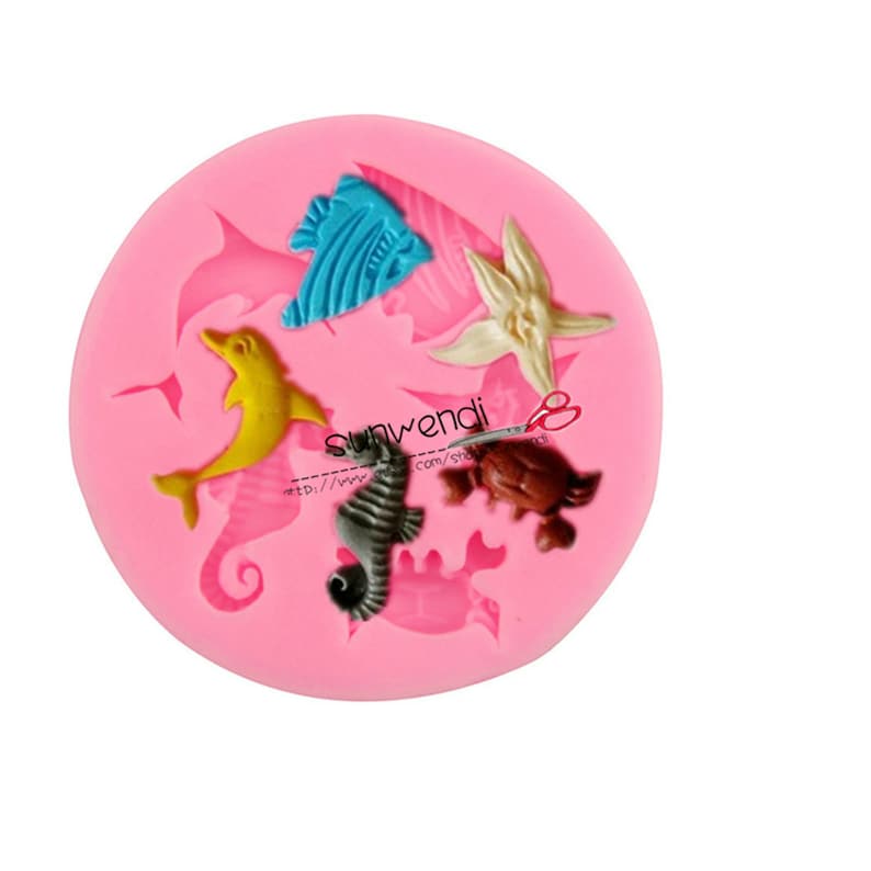 Silicone Molds Sea Animals Cake Design Fondant Moulds Dolphin, Seahorse ...