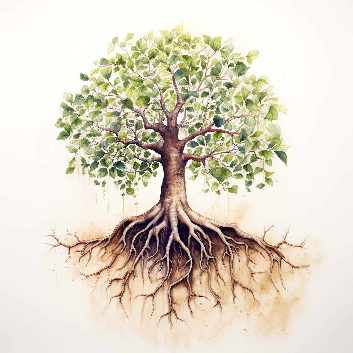 Tree With Roots Clipart 40 High Quality Jpgs Digital Download Card ...
