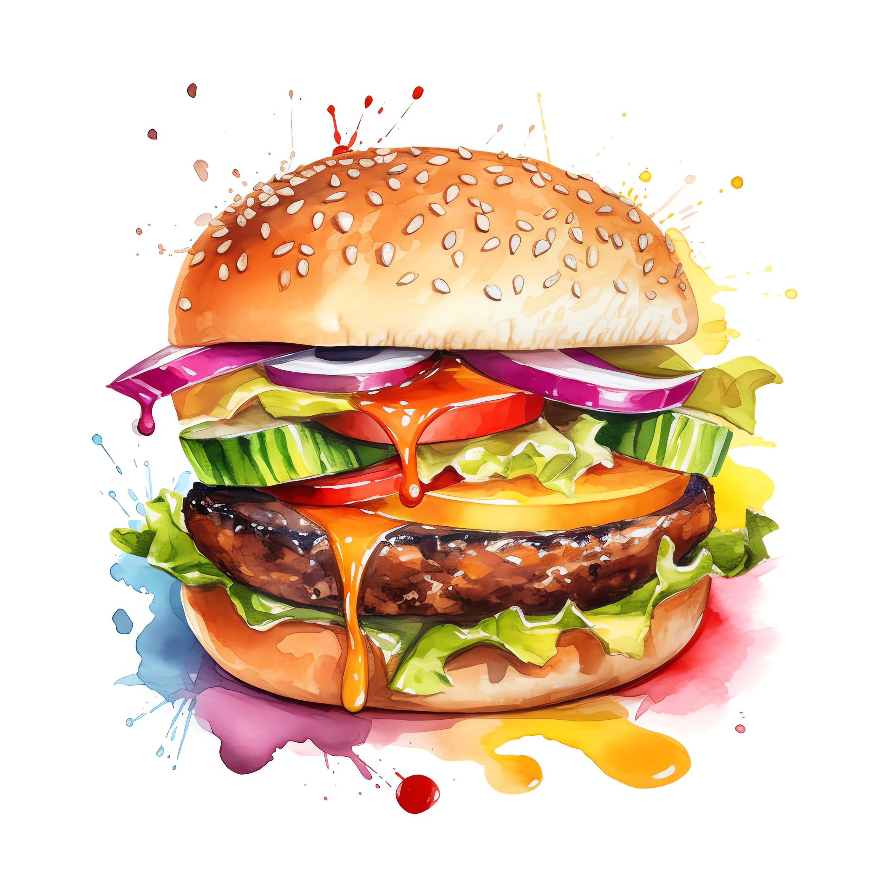 Hamburger Clipart 40 High Quality Jpgs Digital Download Card Making ...
