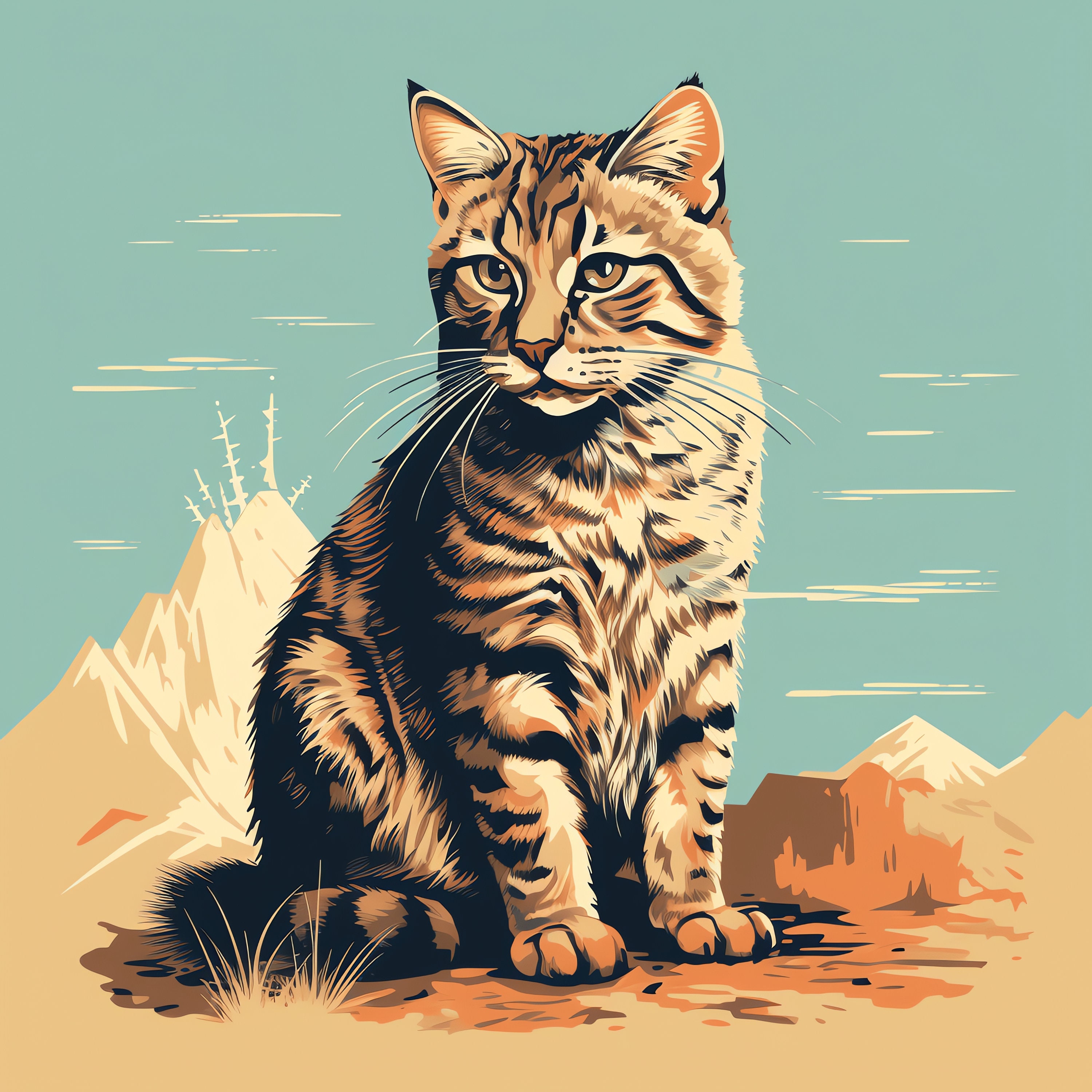 Retro Wildcat Clipart Bundle - 45 High Quality PNG - Instant Download ...