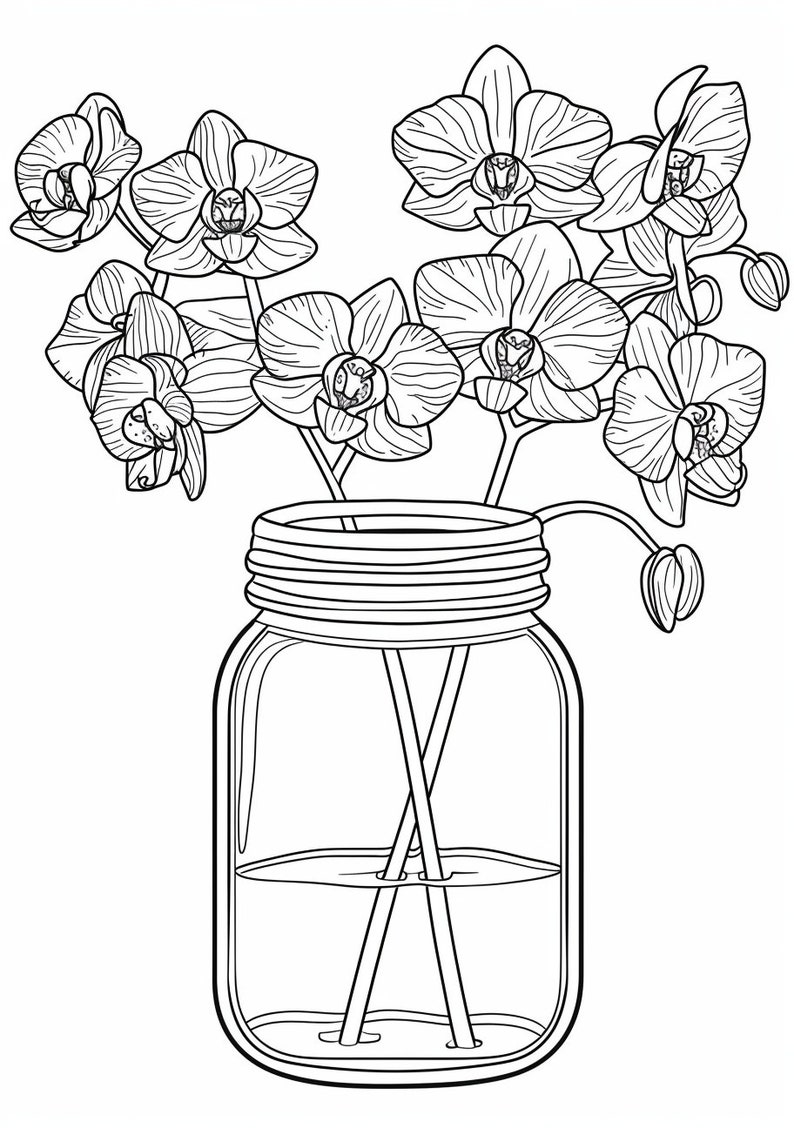 Flower Jar Coloring Pages PDF Bundle - 34 High Quality Images - Instant ...