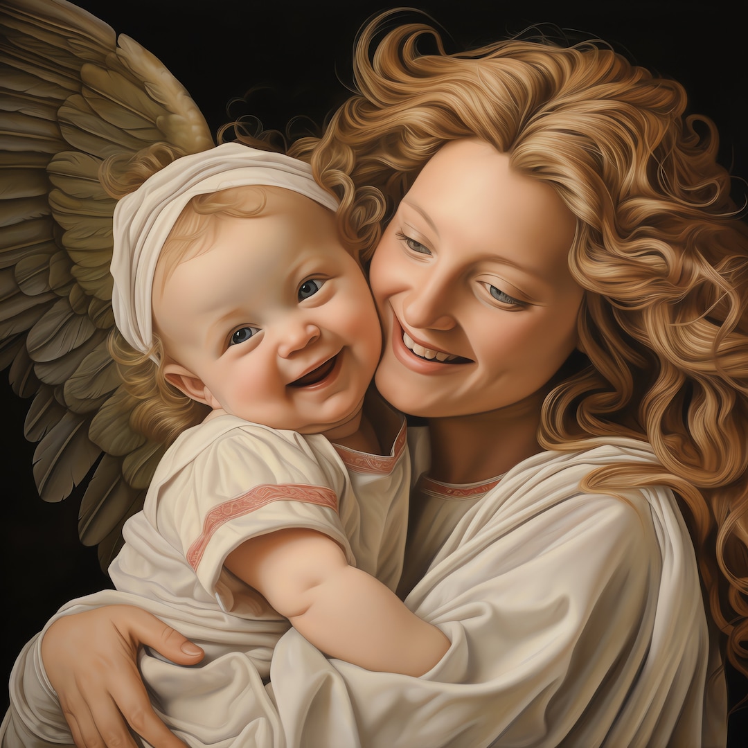 Angel Holding Smiling Baby Clipart - 35 High Quality Jpgs - Digital ...