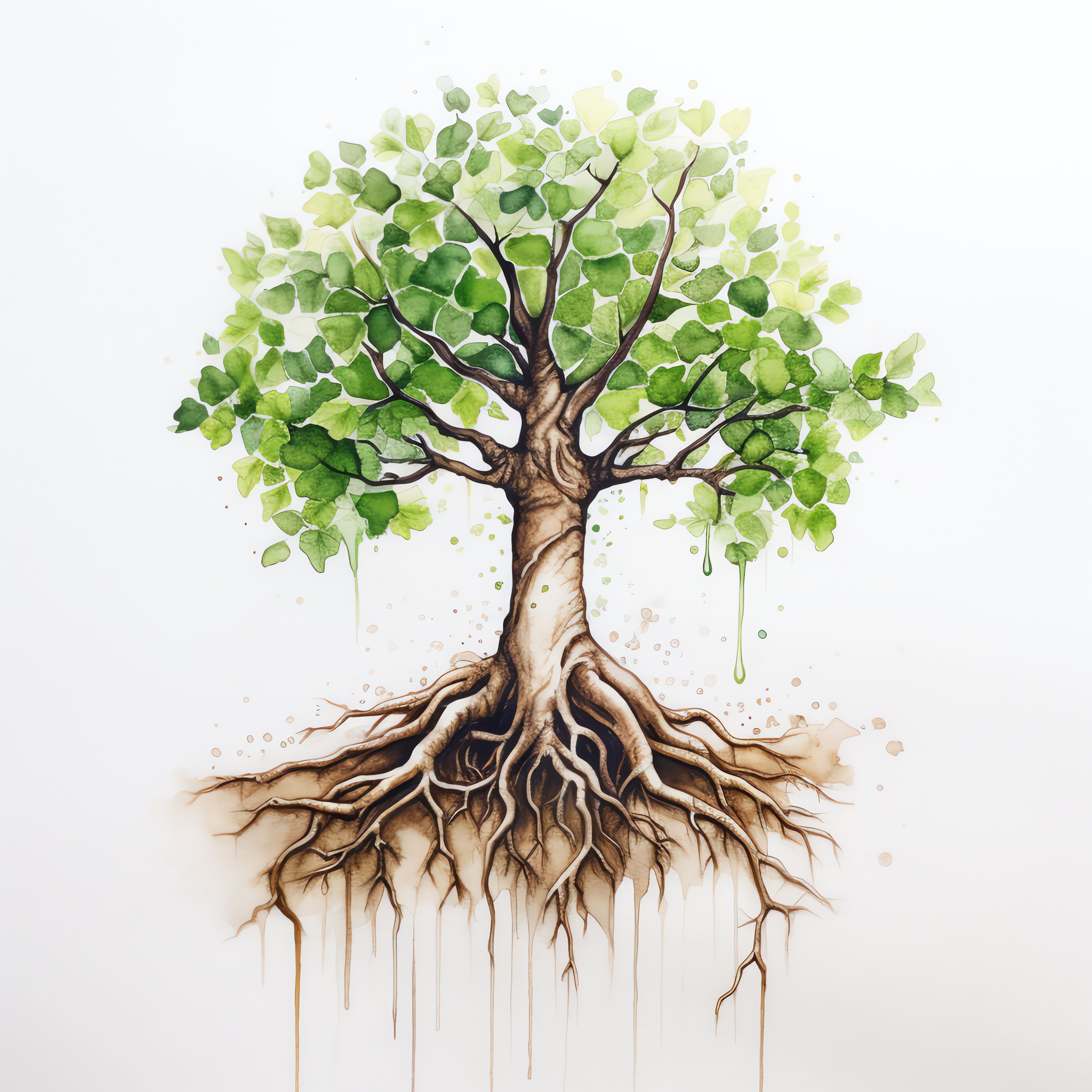 Tree With Roots Clipart 40 High Quality Jpgs Digital - Etsy