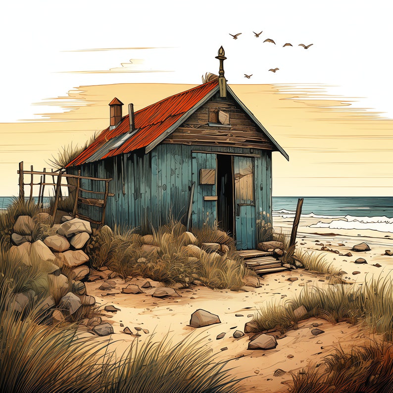 Beach Hut PNG Clipart 50 High Quality PNG Instant Download Card Making ...