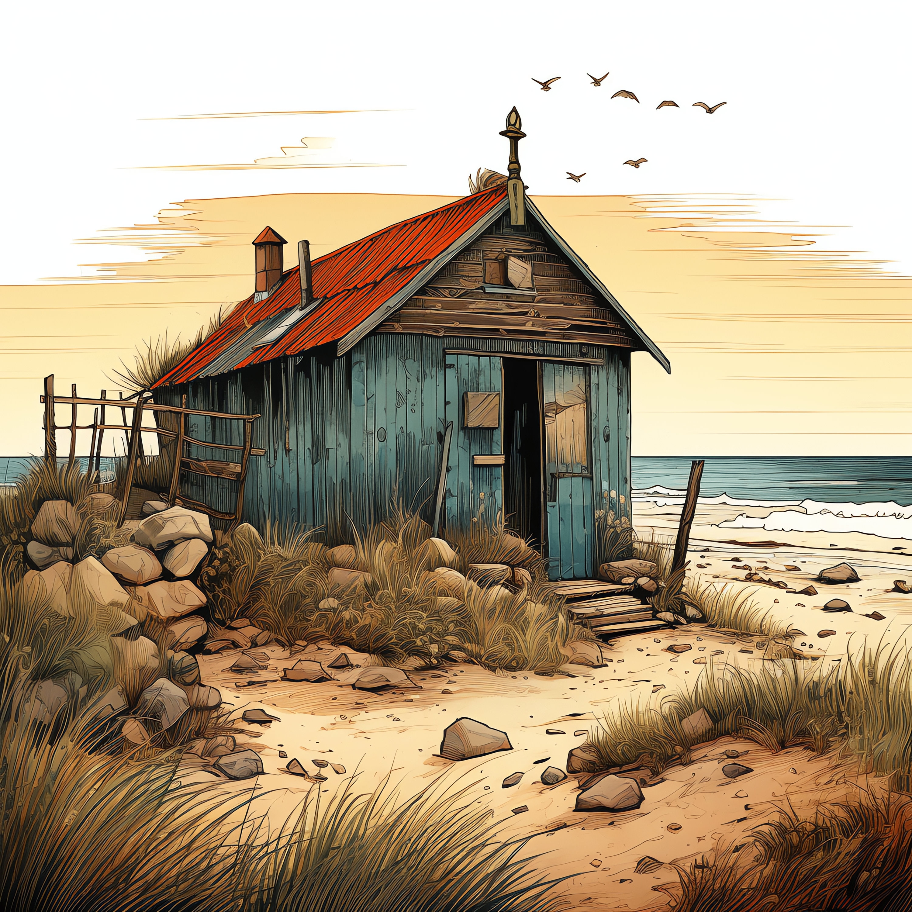 Beach Hut PNG Clipart 50 High Quality PNG Instant Download Card Making ...