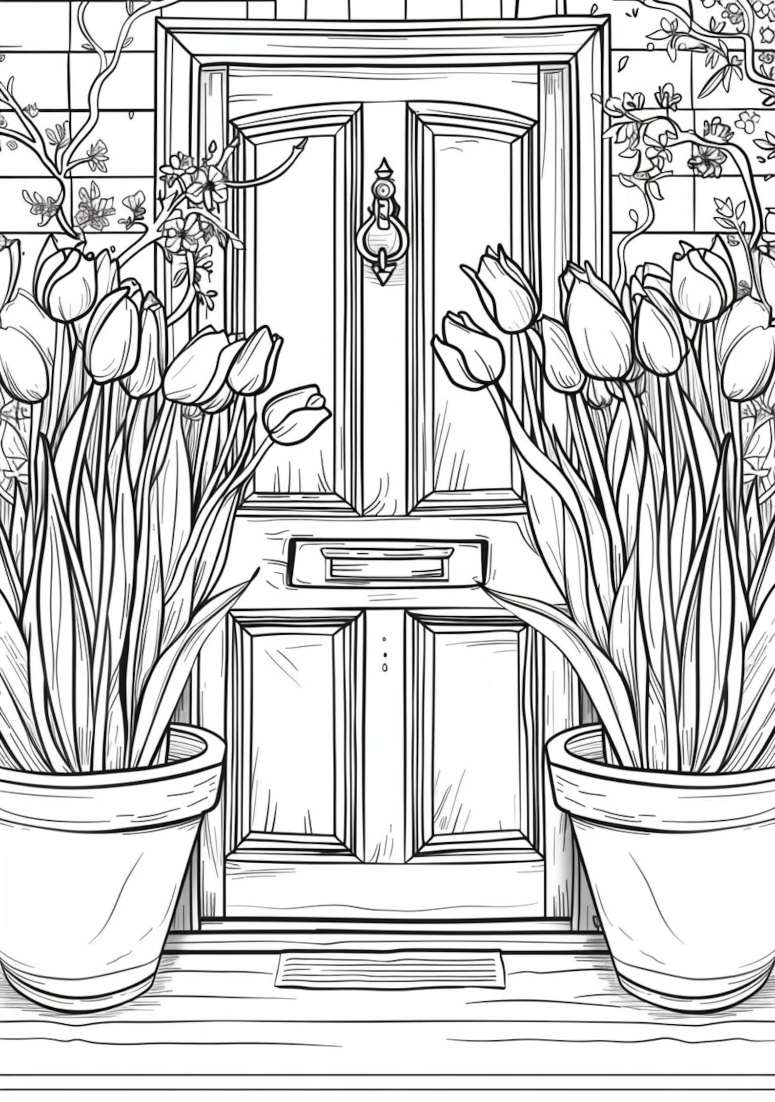 Blooming Door Coloring Pages PDF Bundle 32 High Quality Images Instant ...
