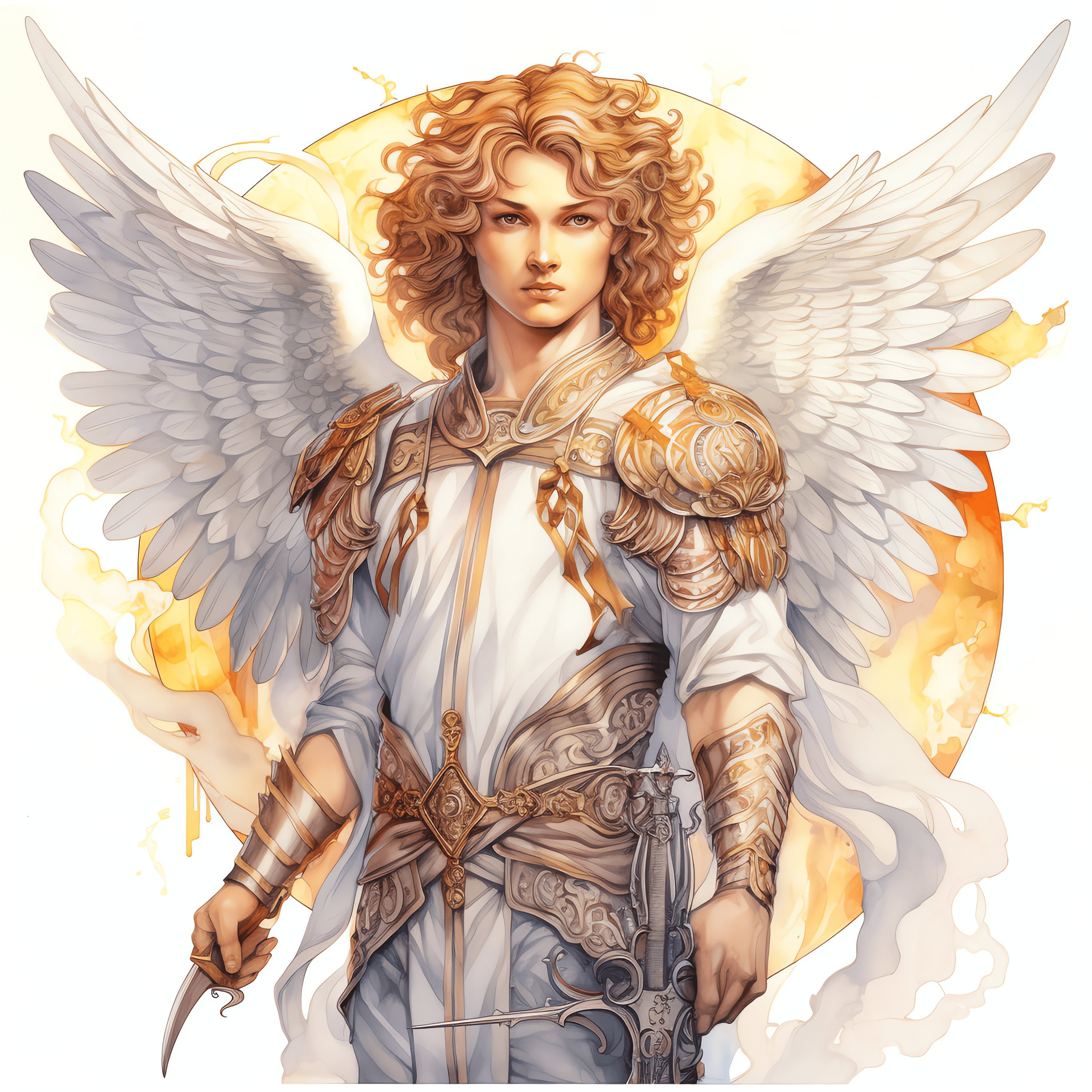 Watercolor Archangel on White Background PNG Bundle 46 High Quality PNG ...
