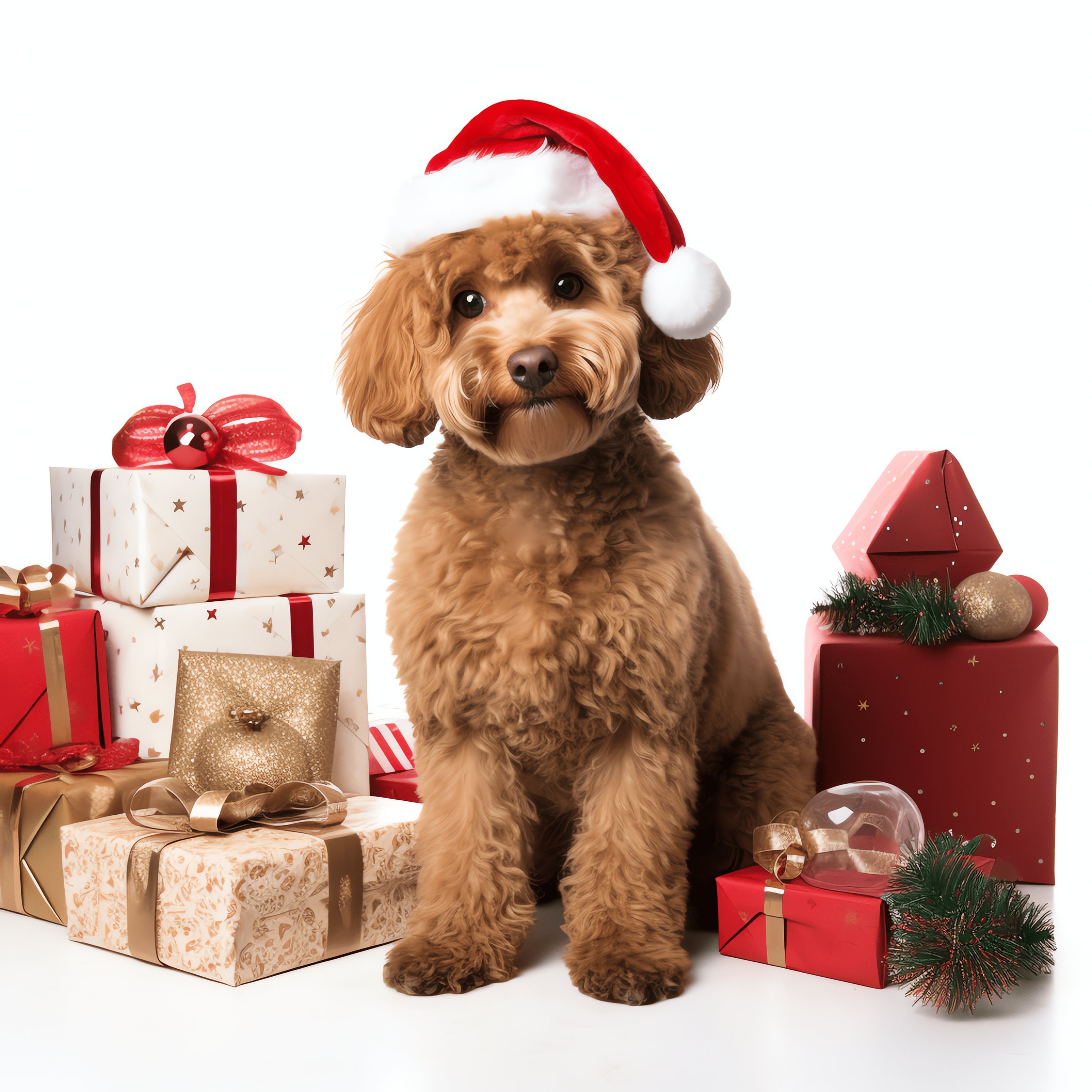 Christmas Poodle PNG Illustration / Photo Mix Clipart Bundle - Etsy