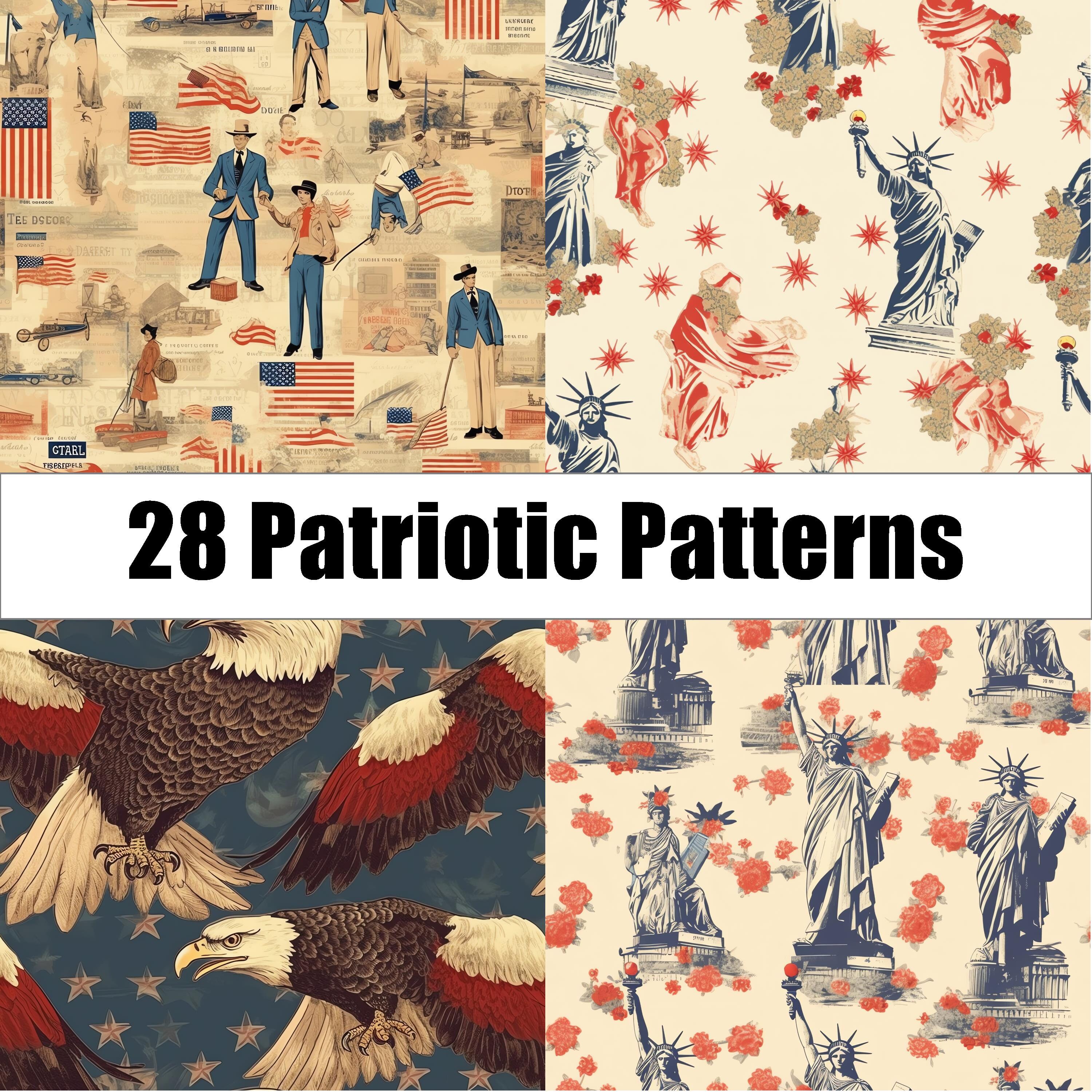 28 Memorial Day Seamless Patterns - Digital Paper Set, Red White and ...