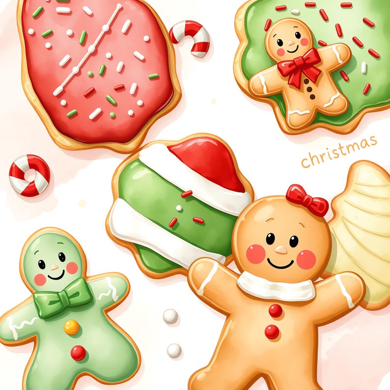 Christmas Gingerbread Clipart PNG Bundle - 44 High Quality PNG Instant ...