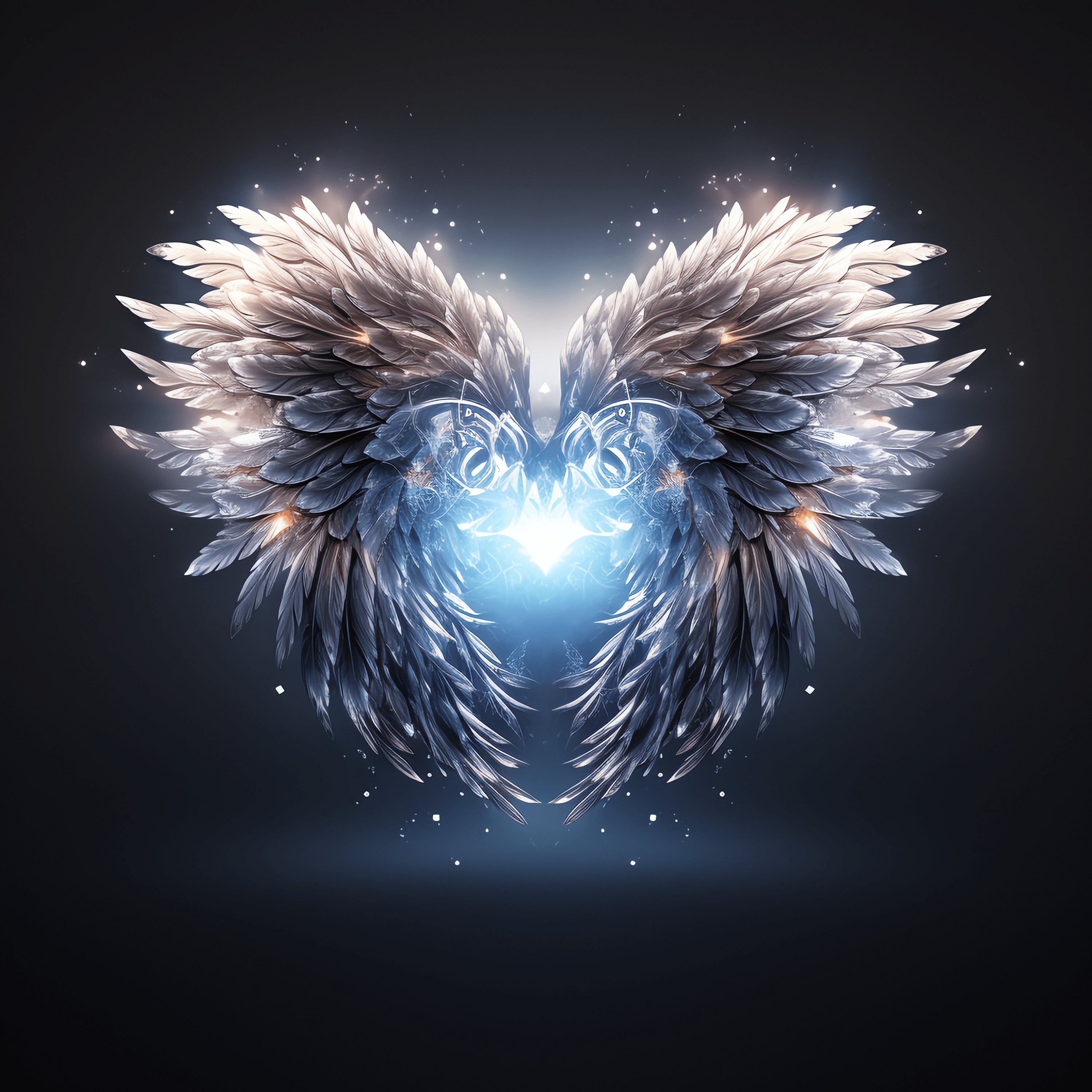 Glowing Angel Heart PNG Clipart Bundle 50 High Quality PNG Instant ...