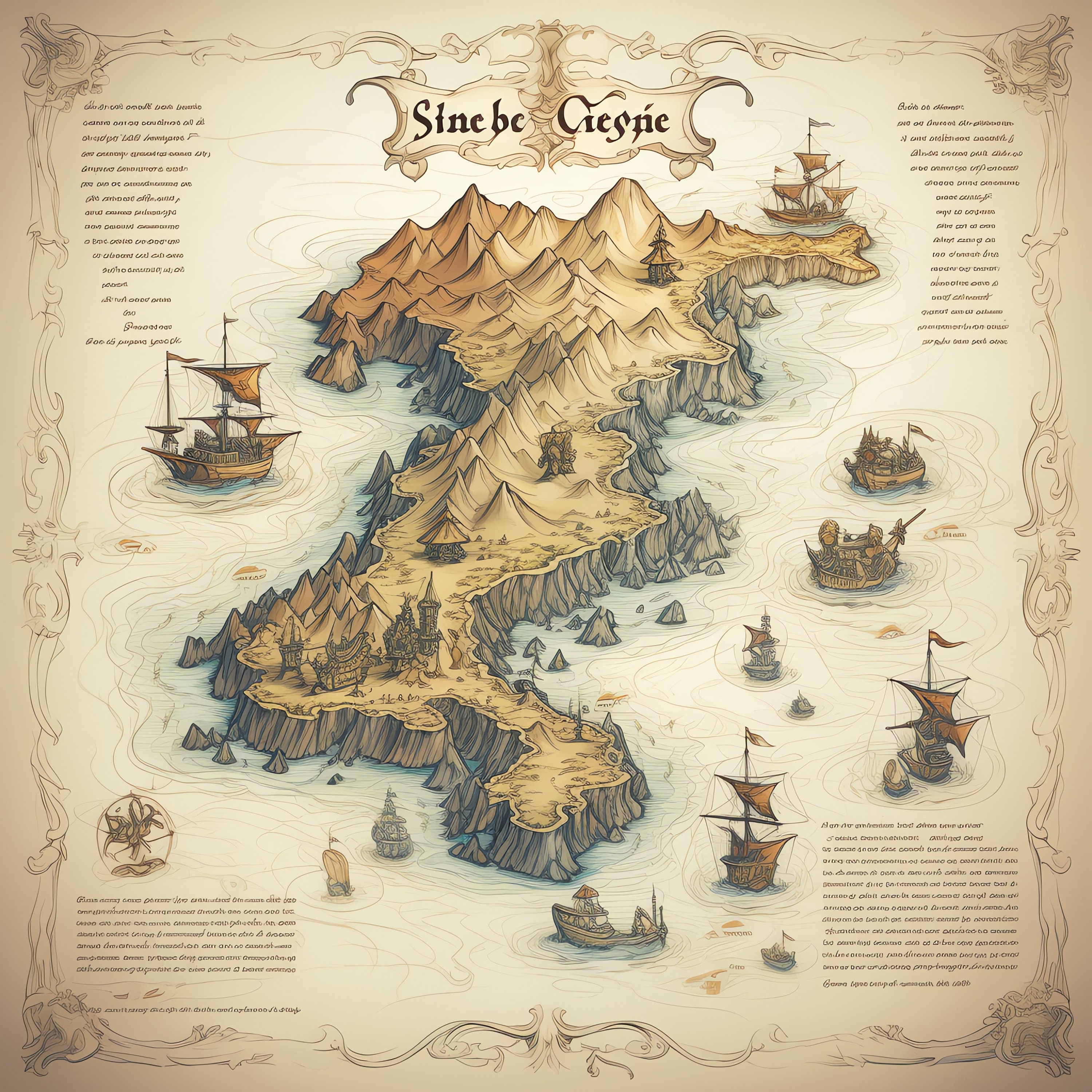 Vintage Pirate Map With Fantasy Text Clipart 45 High Quality Jpgs ...
