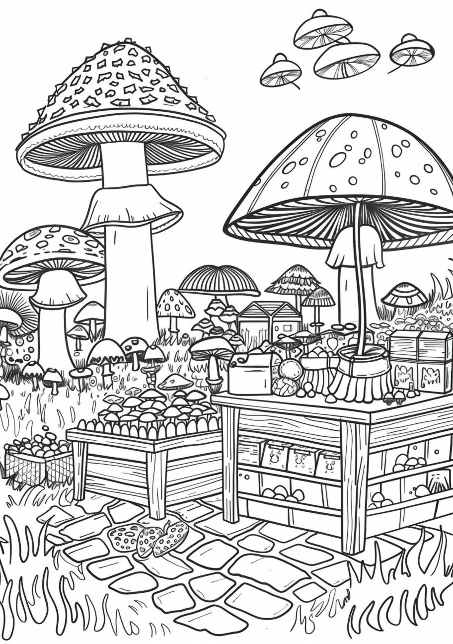 Mushroom Village Coloring Pages PDF Bundle - 35 High Quality Images ...